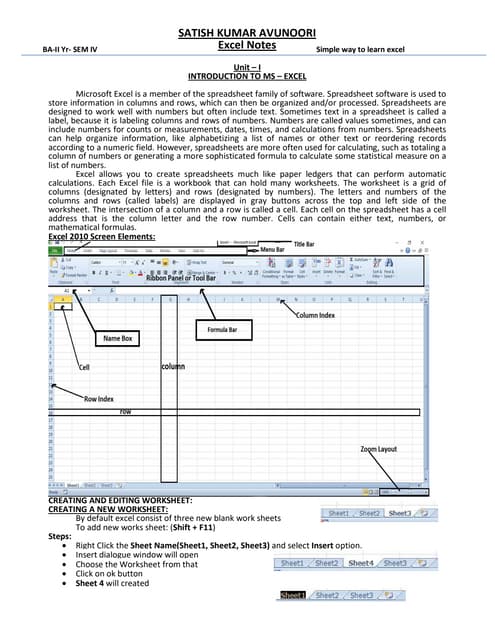 Introduction To Excel Ppt