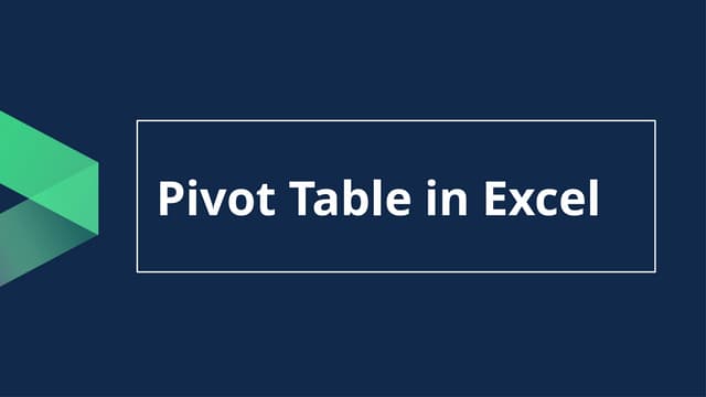 Pivot table presentation | PPT