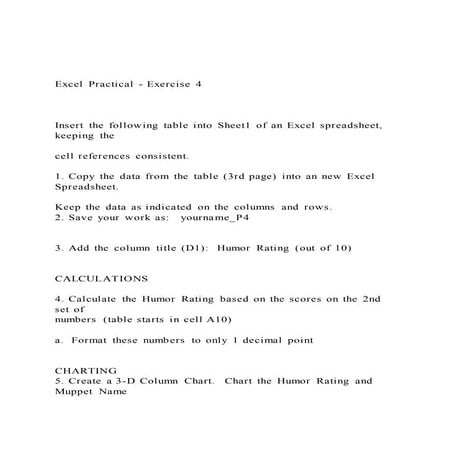 Excel Practical - Exercise 4 Insert the following tab | DOCX