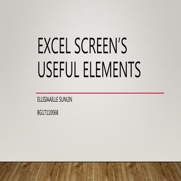Excel screen’s useful elements | PPT