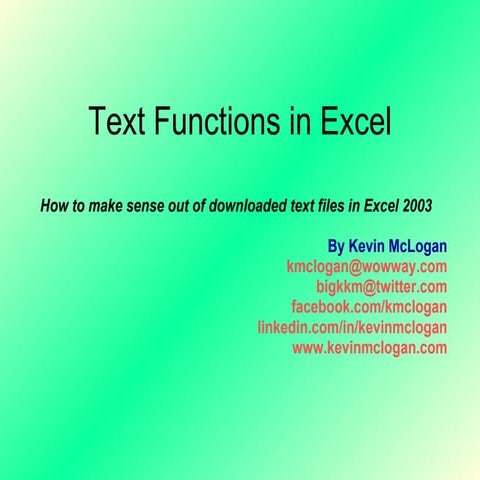 Excel Text Functions Ppt