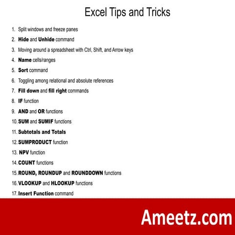 Excel tips and tricks | PPTX