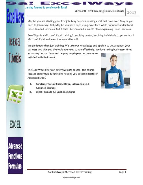 How to Learn Excel: RoadMap for Advanced Level | Tutort Academy | PDF ...