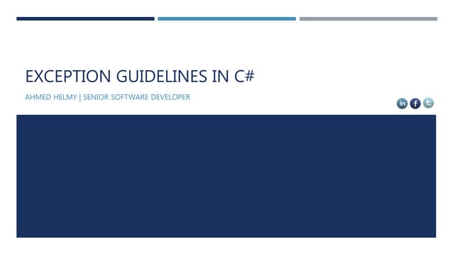 Exception Guidelines In C Ppt