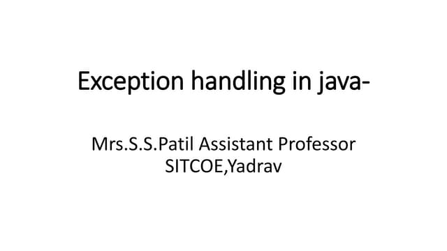 Exception Handling In Java Pptpptx Programming Languages Computing