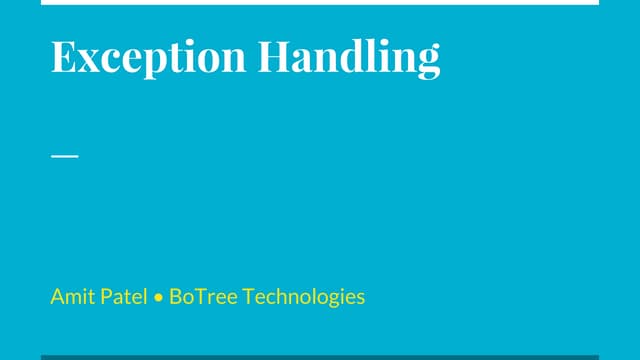 Exception Handling In Ruby Ppt