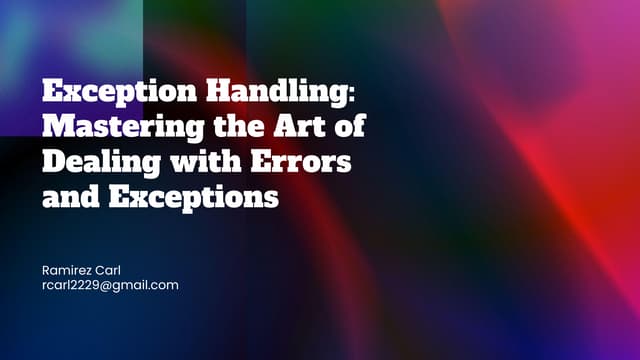 Exception Handling_ Mastering the Art of Dealing with Errors and ... Exception Handling_ Mastering the Art of Dealing with Errors and ...
