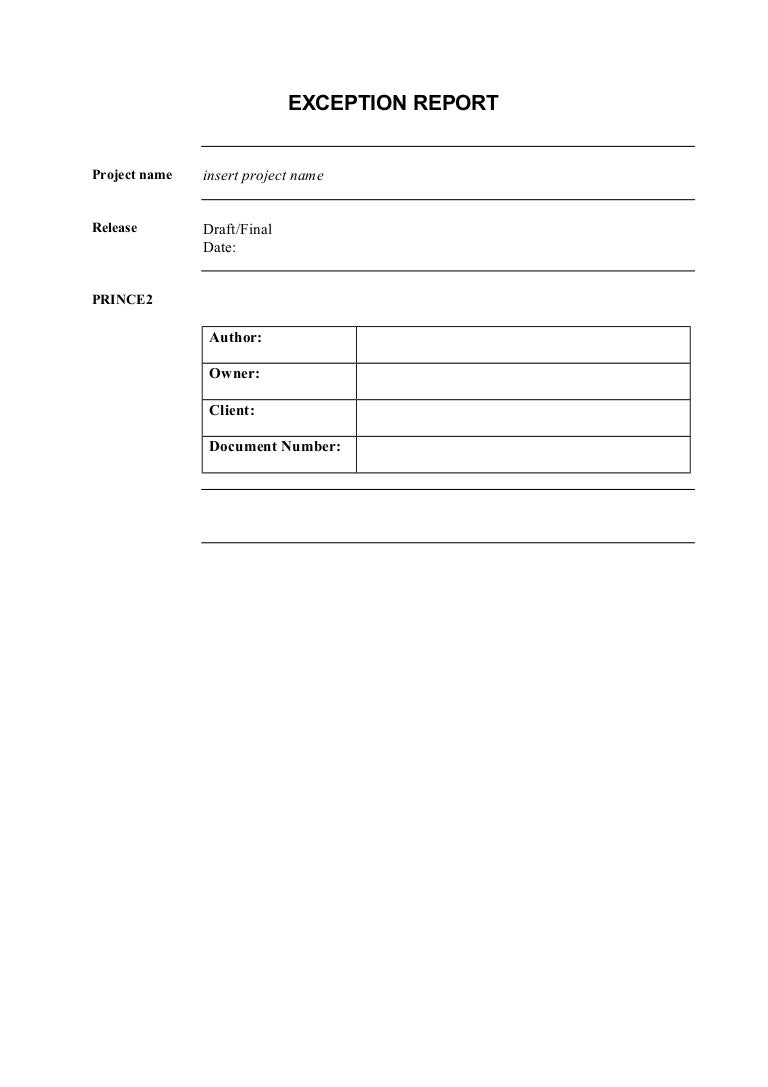 Prince 2: project managment Document Exception report