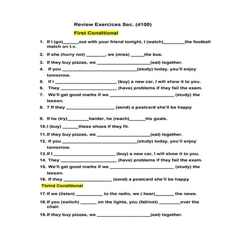 Excercises conditionals 2020 (1) 1 | PDF