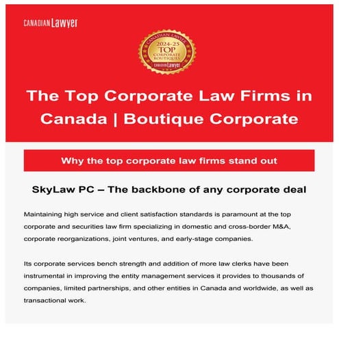 Andrea Hill Featured in Canadian Lawyer as SkyLaw Recognized as a Top ...