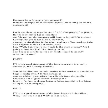 Excerpts from A papers (assignment 4) Includes excerpts from.docx