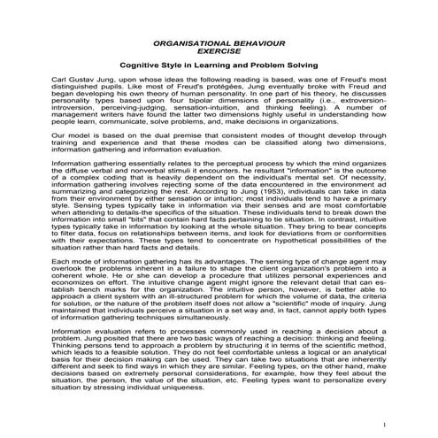 Organizational Behavior Exercise | PDF