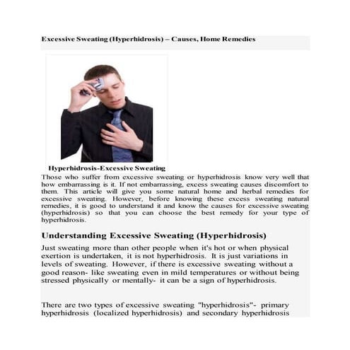 Excessive Sweating (Hyperhidrosis) | DOCX