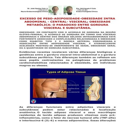 Excesso de peso adiposidade-obesidade intra abdominal - central ...