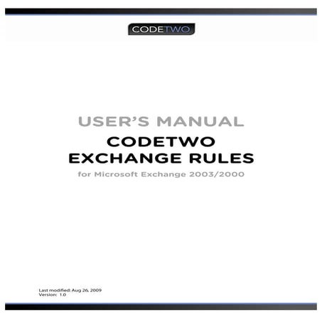 Codetwo exchange rules 2000/2003 users manual - Exchange Disclaimer ...