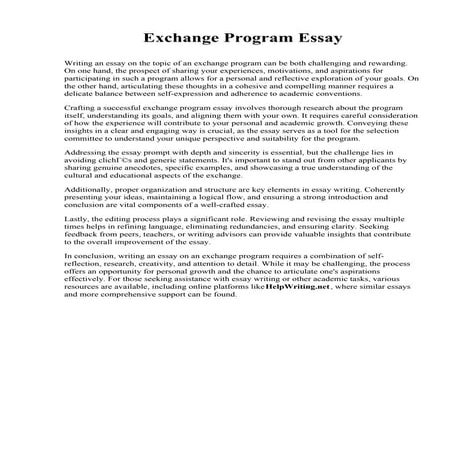 Exchange Program Essay.pdf | Homework and Study | Education