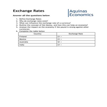 Exchange Rate Questions | DOCX