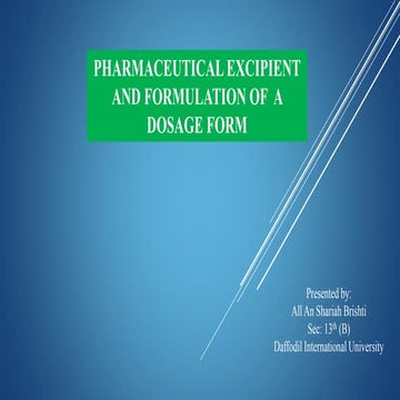 Excipient and dosage form formulation | PPTX