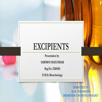 EXCIPIENTS SABORNI MAZUMDAR PPT.pptx PHBT | PPTX