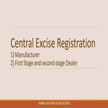 Excise registration | PPTX | Business | Business and Finance