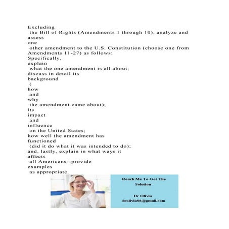 Excluding the Bill of Rights (Amendments 1 through 10), analyze an.docx