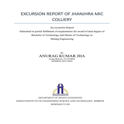 Excursion Report of Jhanjhra Coal Mines | PDF