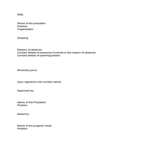 Excuse Letter Format | DOCX