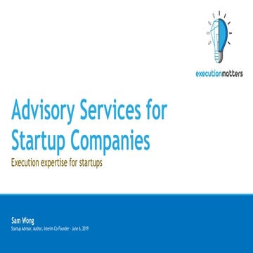 Execution Matters Startup Advisors | PDF
