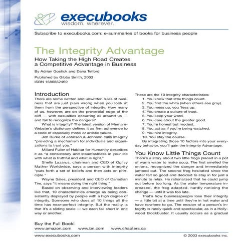 The Integrity Advantage | PDF