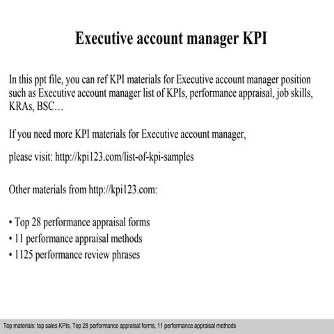 Executive account manager kpi | PPT | Resume Writing and Advice | Job ...
