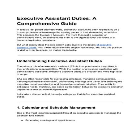 The Effective Executive Assistant | PDF