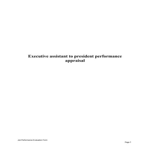Executive assistant to president performance appraisal | DOC