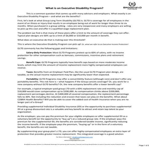 Executive disability programs FAQs | PDF