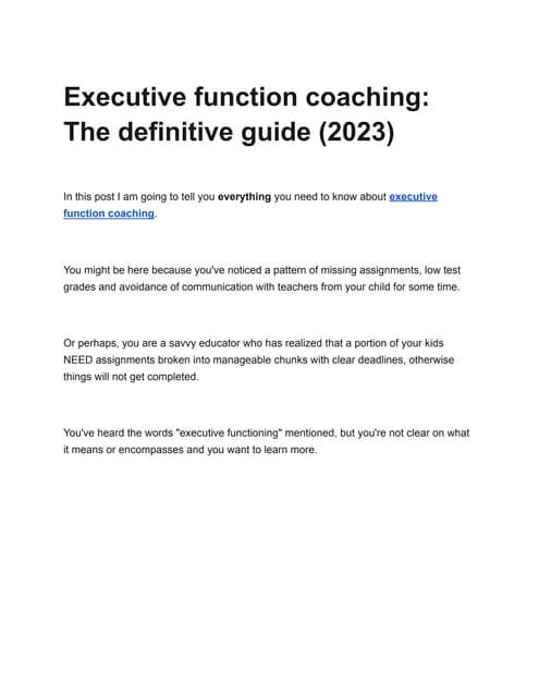 Executive Function Presentation - MyLearningSpringboard.com | Homework ...