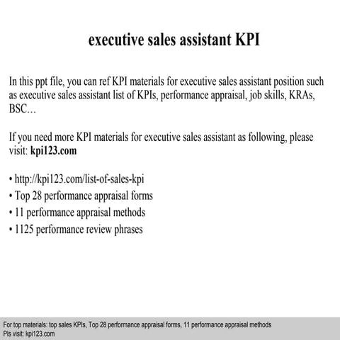 Executive sales assistant kpi | PPT