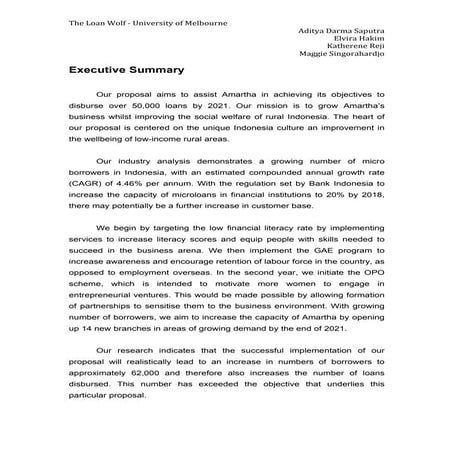 Global Microfinance Case Competition - Executive Summary | PDF