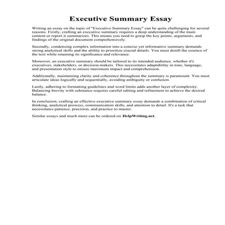 Executive Summary Essay. Executive Summary Sample for Proposal Luxury ...
