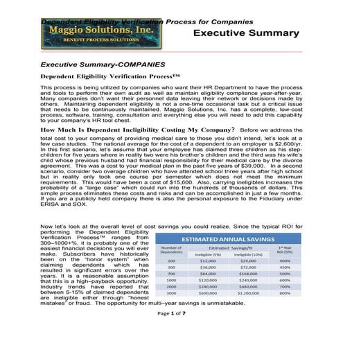 Executive Summary For Companies 060609 | DOC