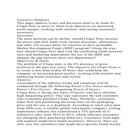 Executive Summary This paper address issues and decisions need t.docx