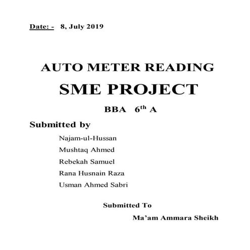 Proposal Report on Auto Meter Reading | DOCX