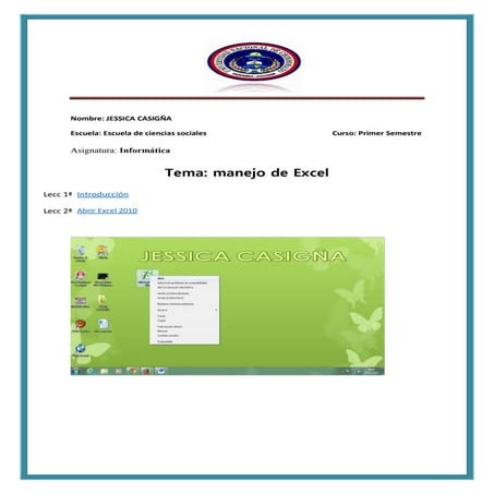 Manejo de excel | DOCX | Technology & Computing