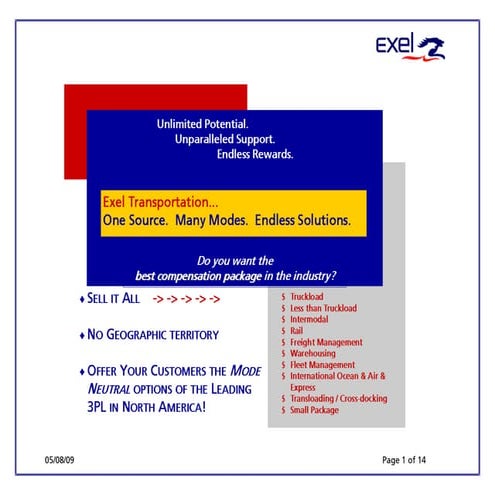 Exel Transportation Sales Or Agent Opportunity | PPT