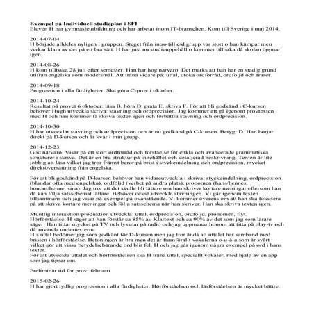 Exempel individuell studieplan | PDF
