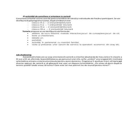 Proiect consiliere vocationala | DOCX