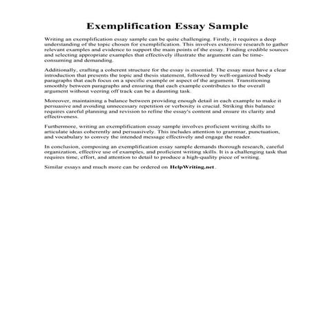 Exemplification Essay Sample | PDF