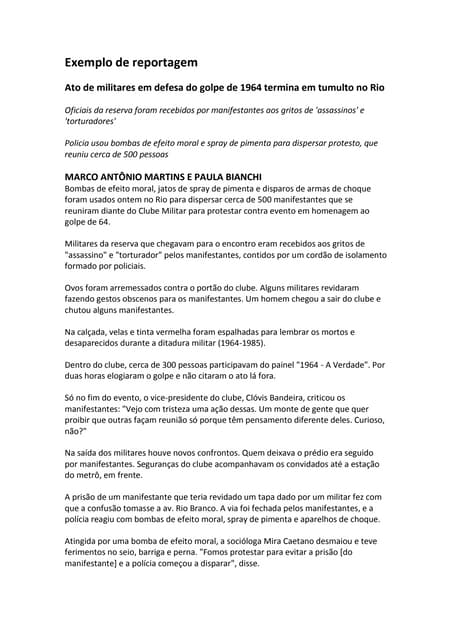 A reportagem - estrutura e características | PDF