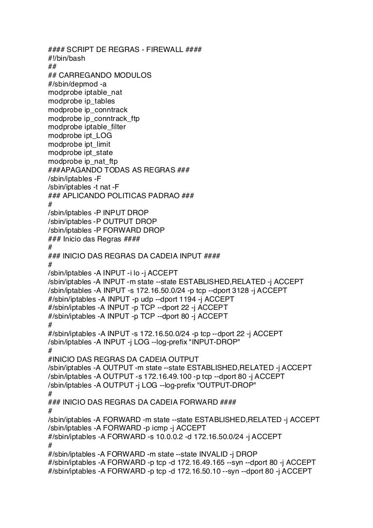 Exemplo De Script Iptables