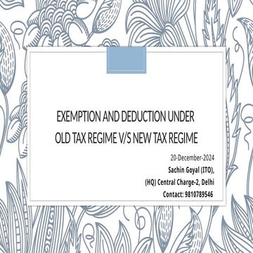 Exemption and deduction under old Tax Regime vs New Tax regime by ...