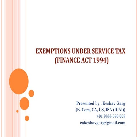Exemptions under service tax part 1 | PDF