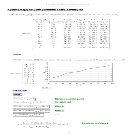 Exercício curva chave h10m | PDF